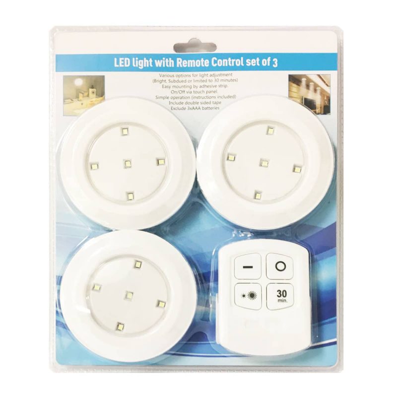 Kit 3 Lâmpadas de Led - Sem fio com Controle Remoto