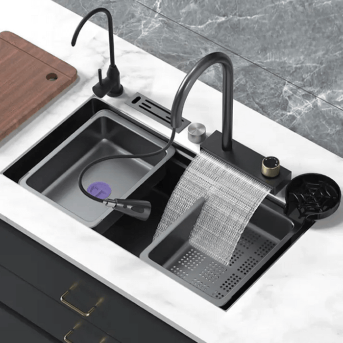 Cuba de Cozinha Gourmet Cascata com Torneiras e Acessórios